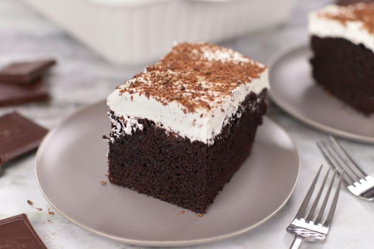 Moist Chocolate Sheet Cake with Whipped Cream Frosting